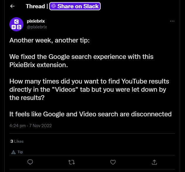 Automatically Send Tweets to a Slack Channel With PixieBrix
